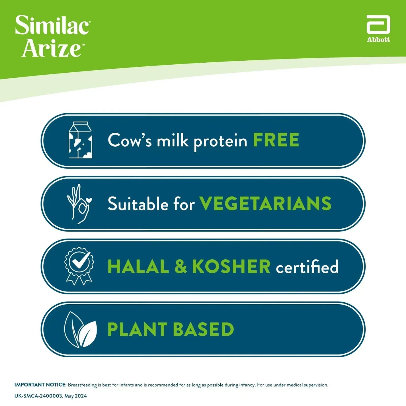 Similac Arize Cows Milk Protein-free Infant Formula 400g – EasyMeds ...