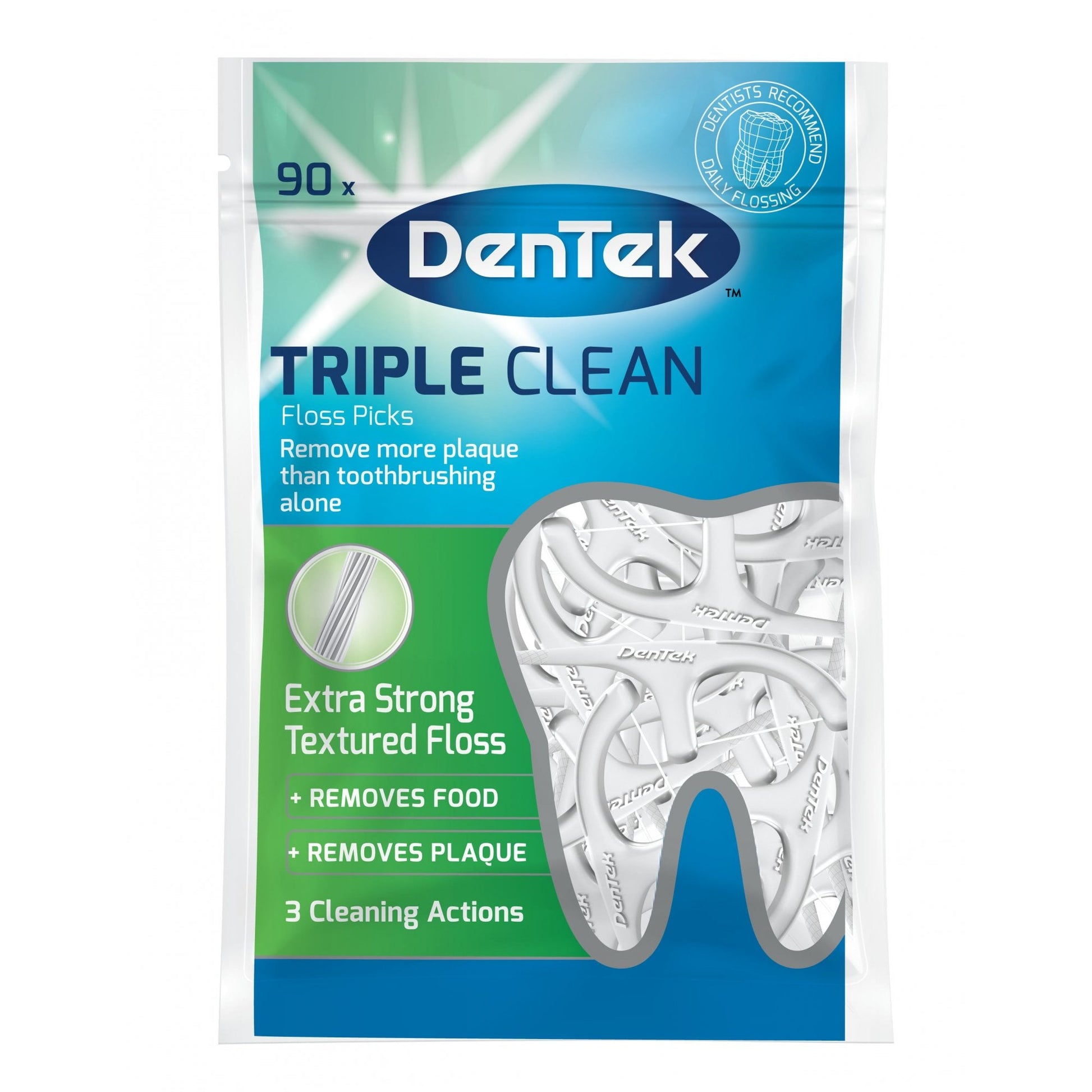 DenTek Triple Clean Floss Picks Mint 90 Pack – EasyMeds Pharmacy
