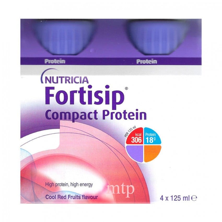 Fortisip Compact Protein Cool Red Fruits 4x125ml | Nutritional ...